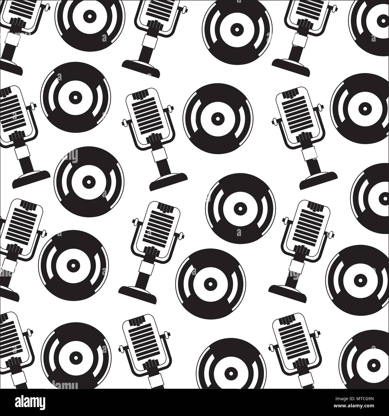 vintage old vinyl record microphone retro pattern Stock Vector Image ...