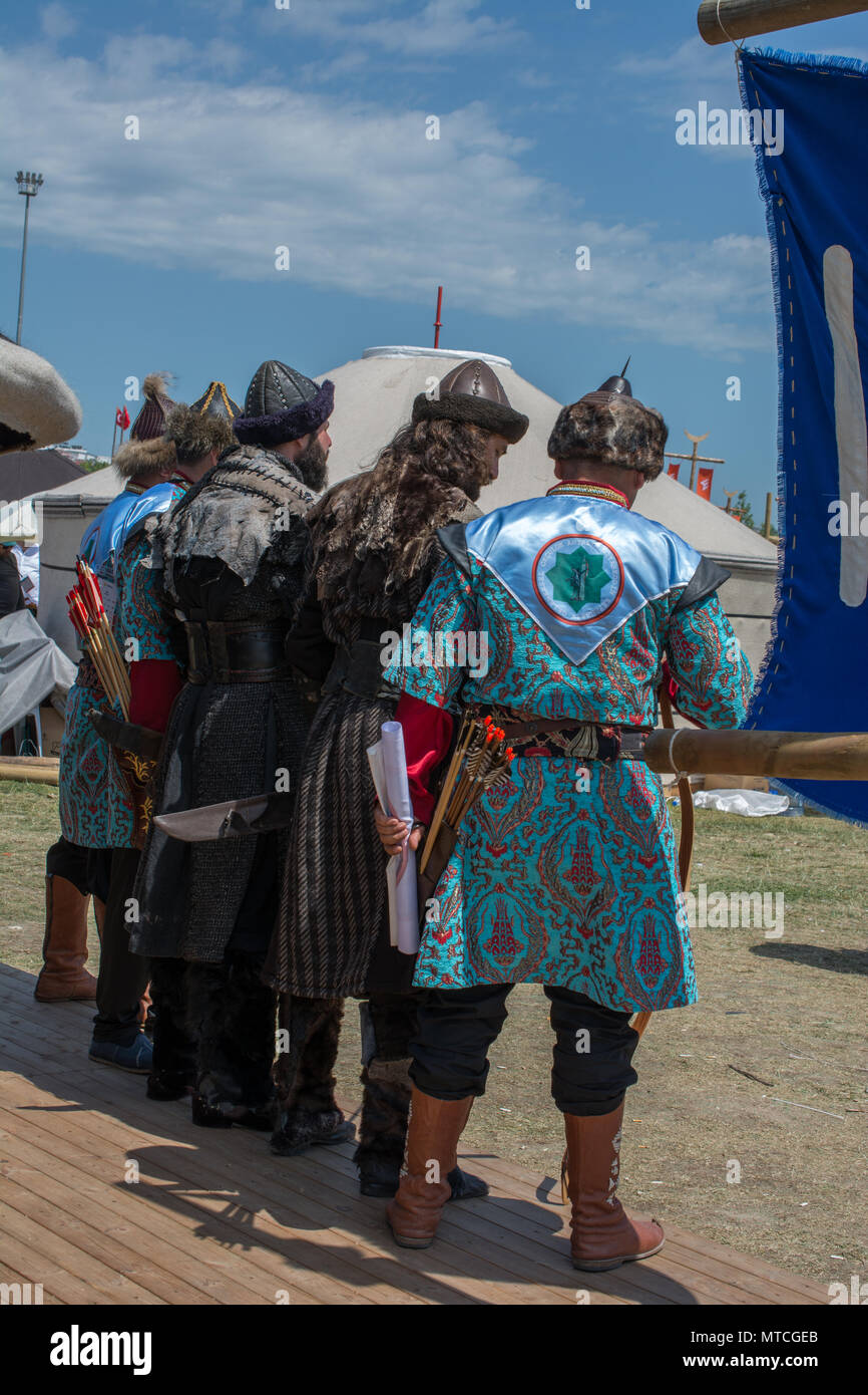 Turkish man and horseman ethnic clothes examples Stock Photo - Alamy