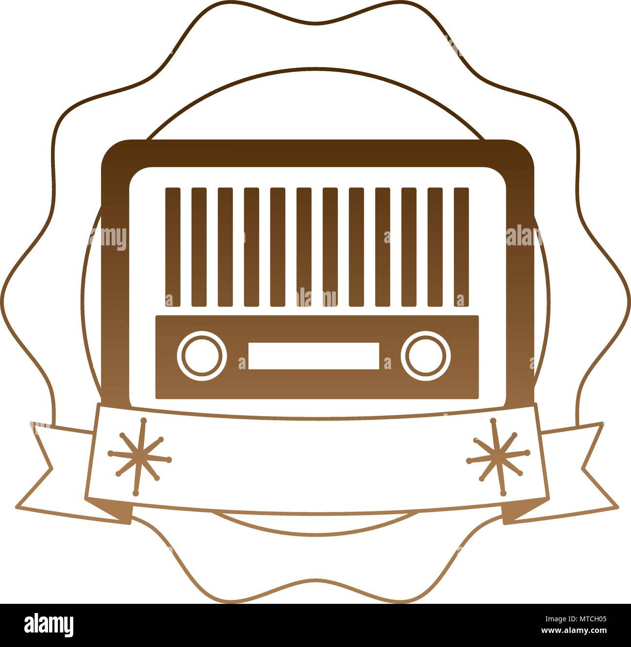 retro radio device communication vintage emblem Stock Vector Image ...