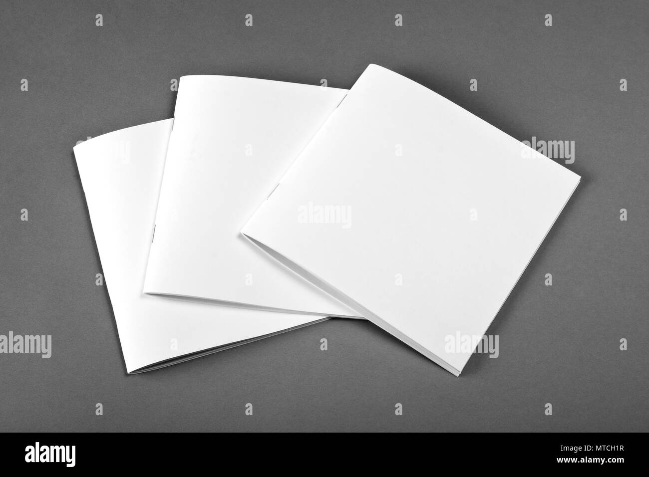 Blank Brochure magazine isolated on grey to replace your design Stock ...