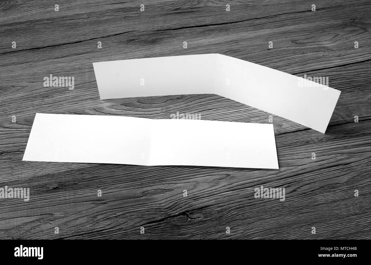 White empty card on wooden background to replace your design Stock ...