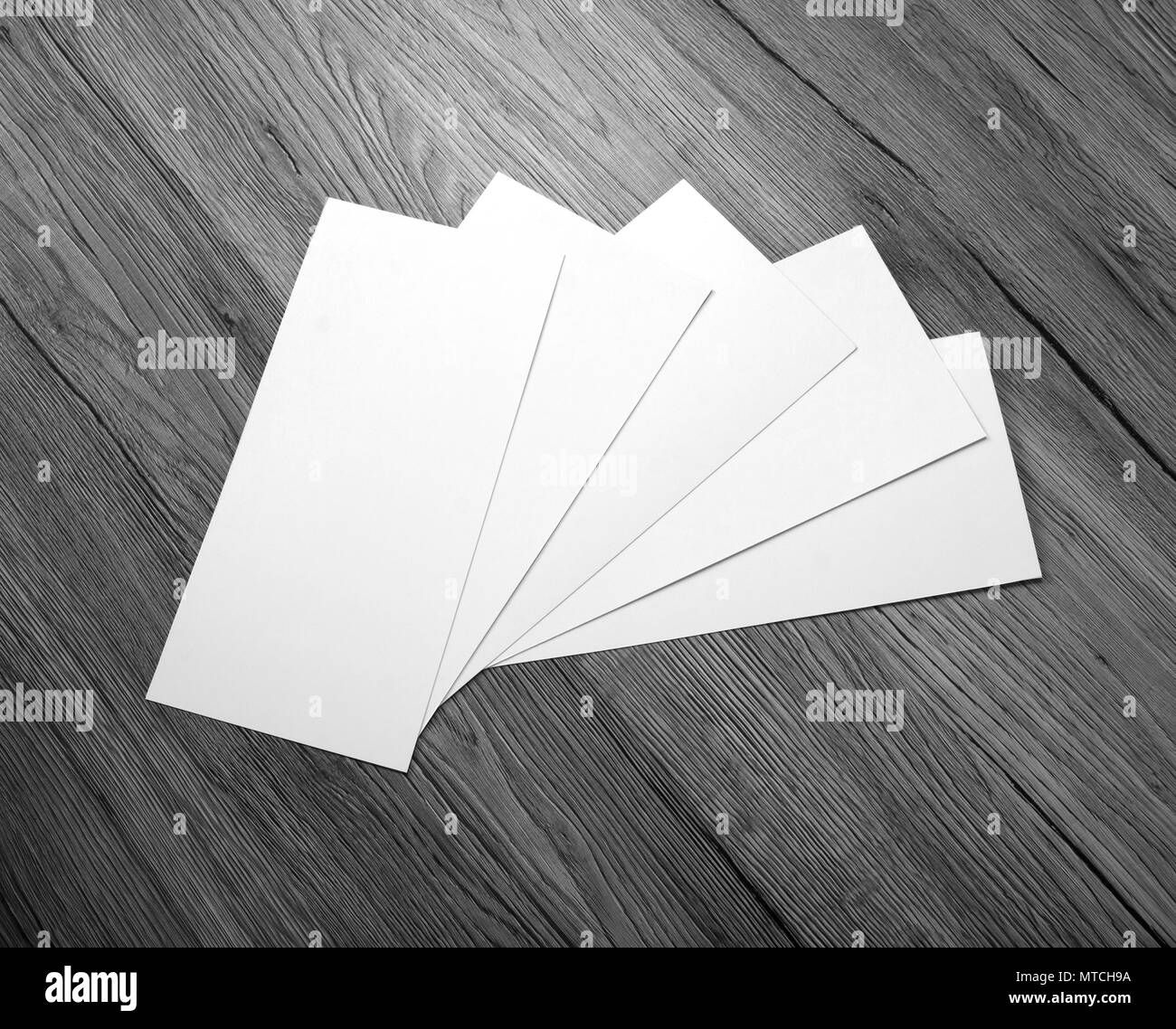 Blank flyer over wooden background to replace your design Stock Photo ...
