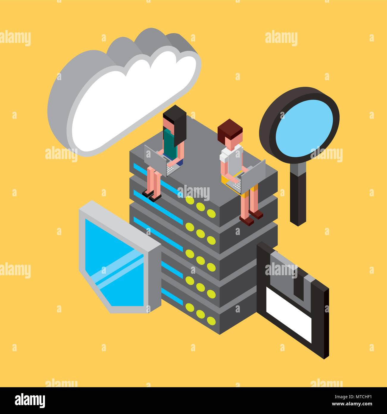 Team data center office Stock Vector Images - Alamy