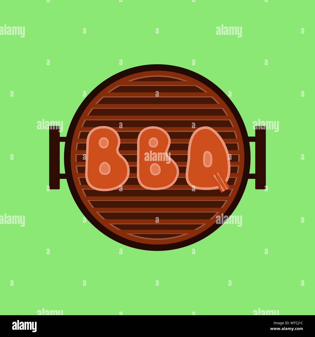 Letters BBQ on the grill. Grilled meat steak on the grid. Vector ...