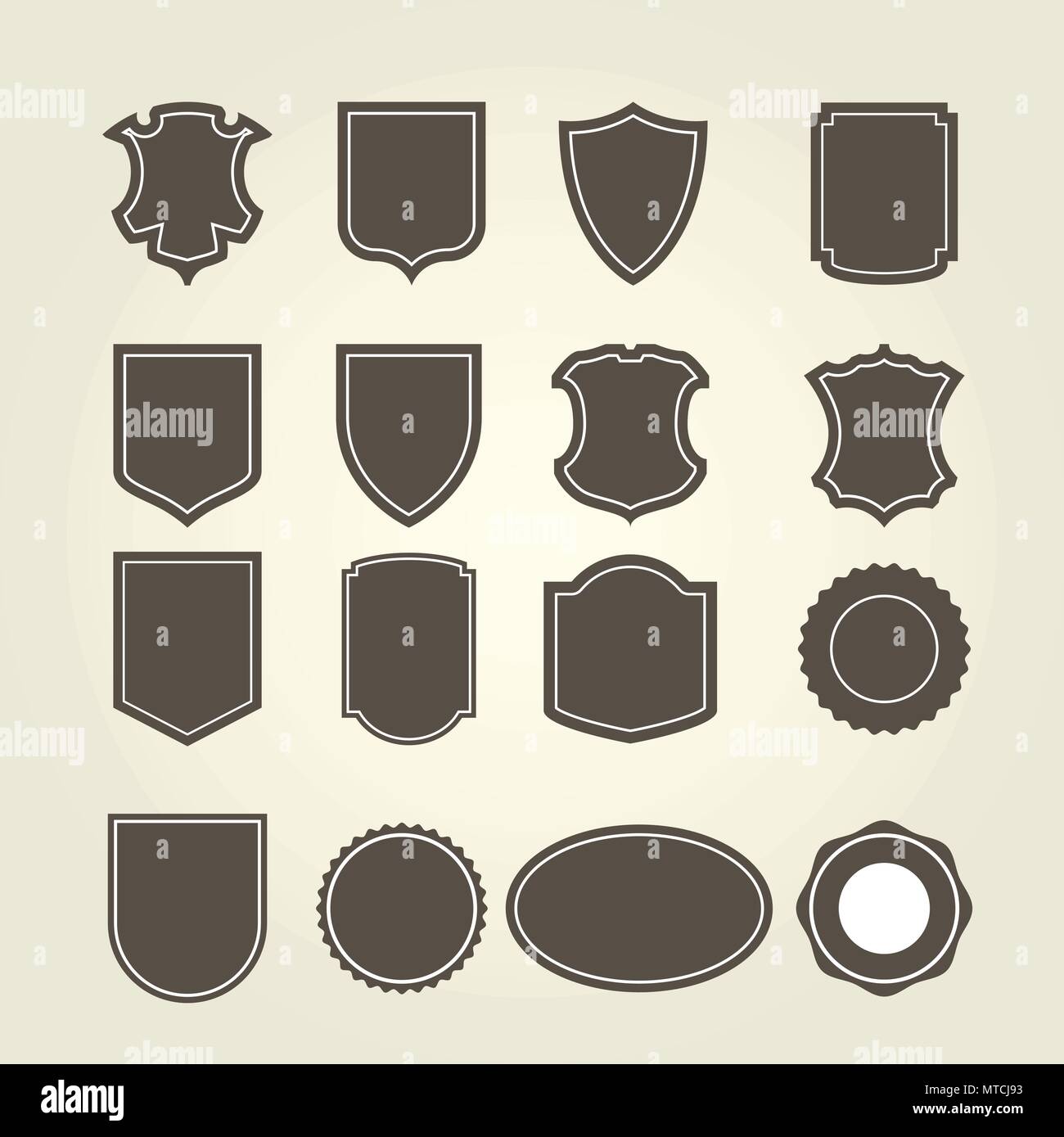 Set of shield in different shapes - shield-emblems and blazons Stock ...