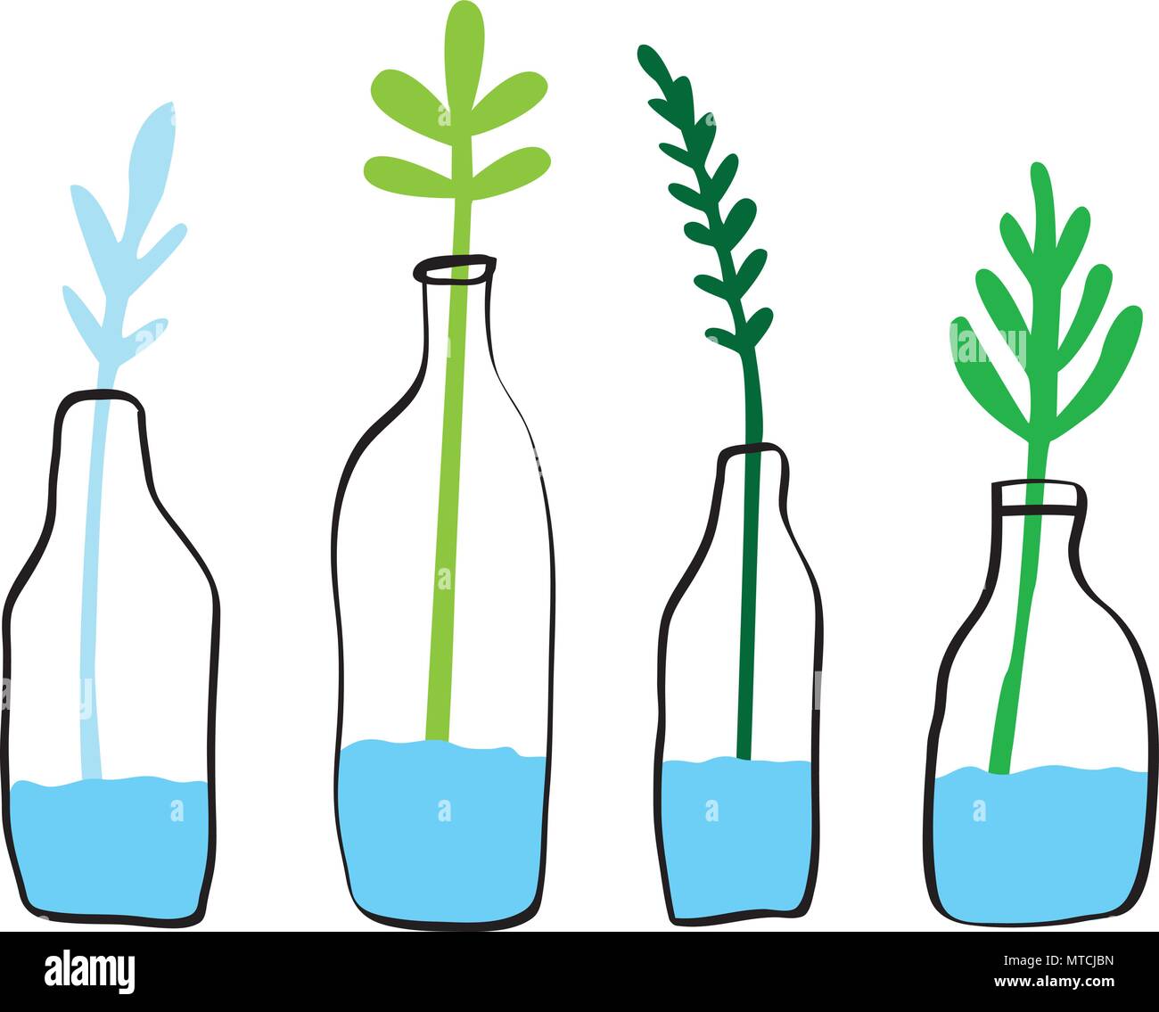 Flowers in bottles - Illustration Stock Vector Image & Art - Alamy