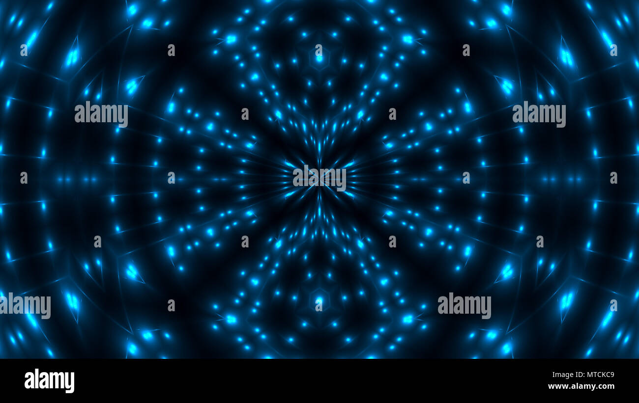 Beautiful abstract kaleidoscope - fractal blue light, 3d rendering backdrop, computer generating ...