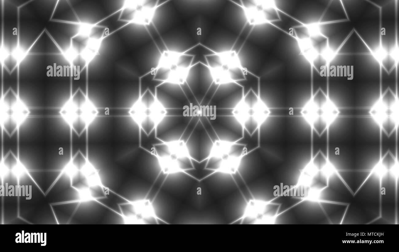 Abstract symmetry kaleidoscope - fractal lights, 3d render backdrop, computer generating ...