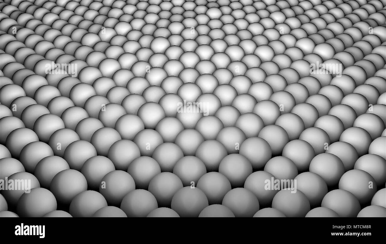 Many abstract spheres, optical Illusion as sea waves, modern computer ...