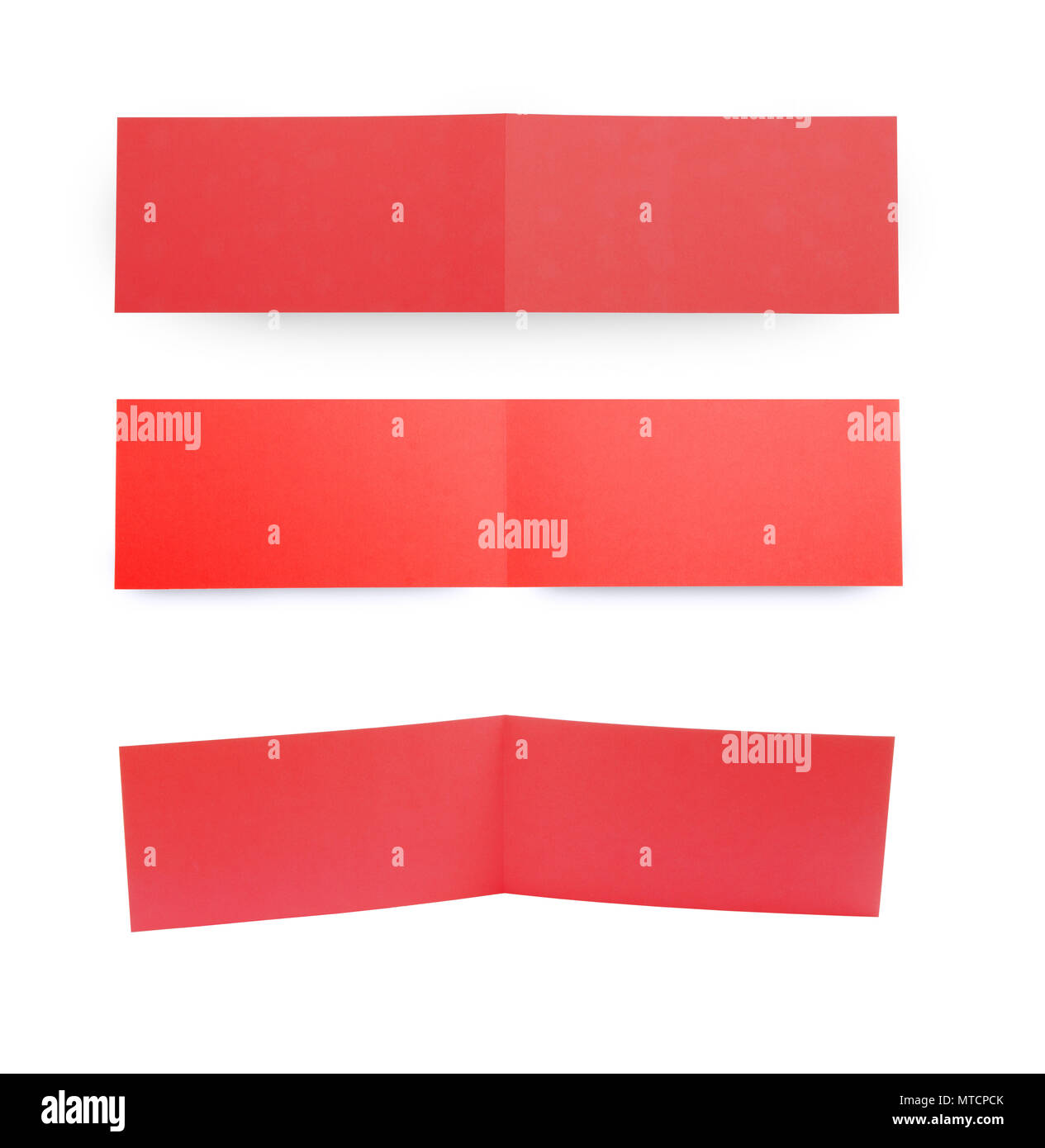 Two fold red flyers or leaflets on white Stock Photo - Alamy