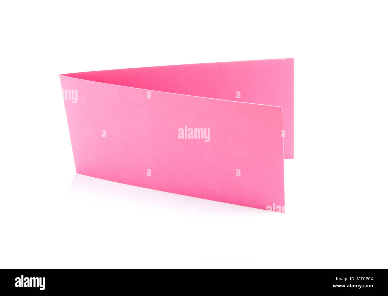 Two fold pink flyers or leaflets on white Stock Photo - Alamy