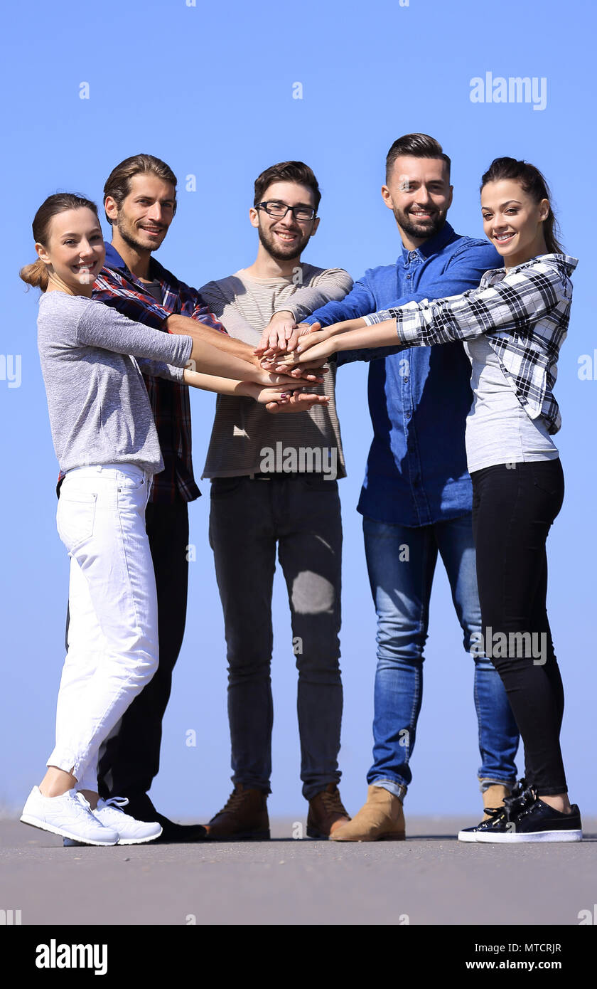 group of young people shows their unity Stock Photo - Alamy