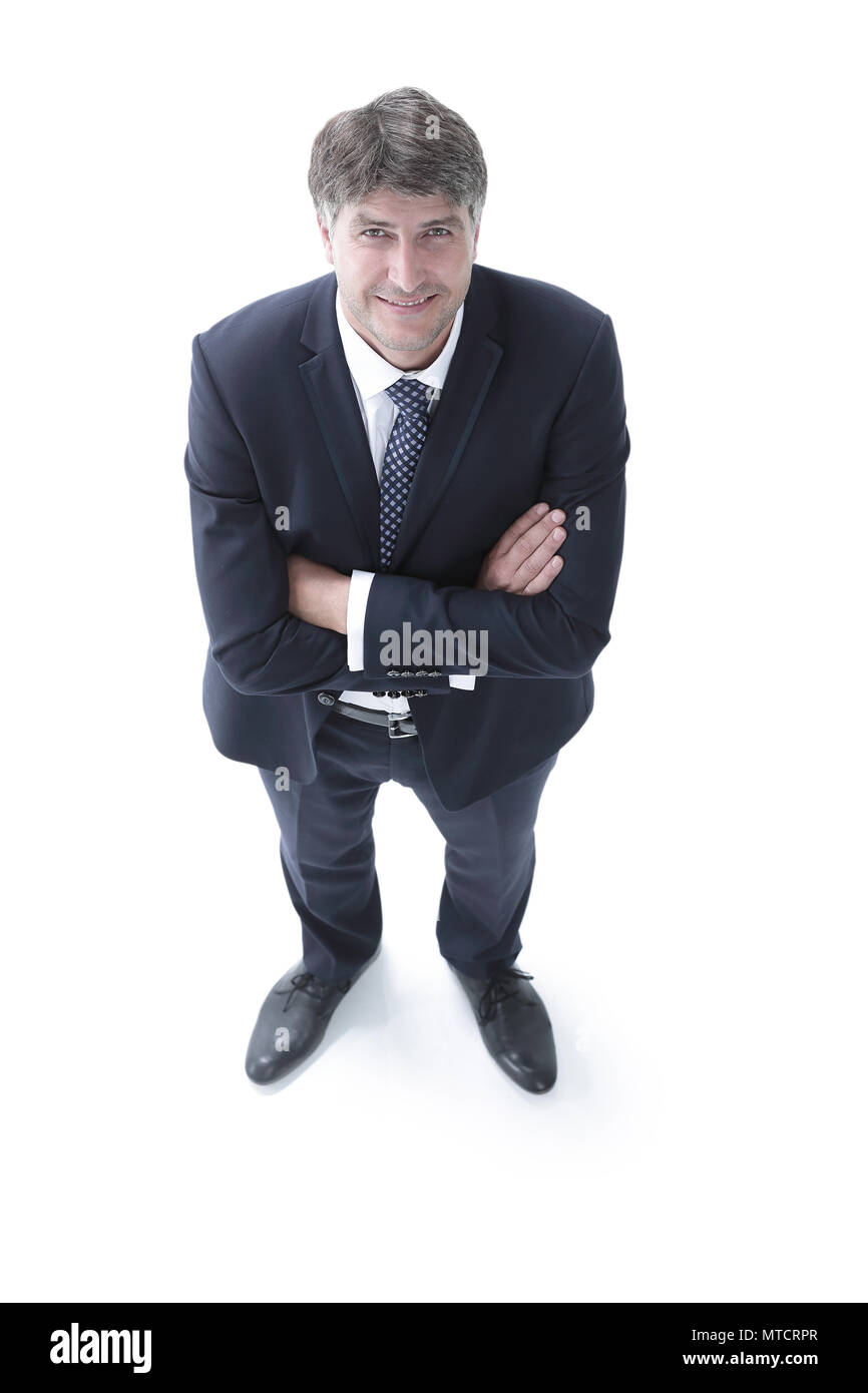 Top view of a successful businessman looking up Stock Photo - Alamy