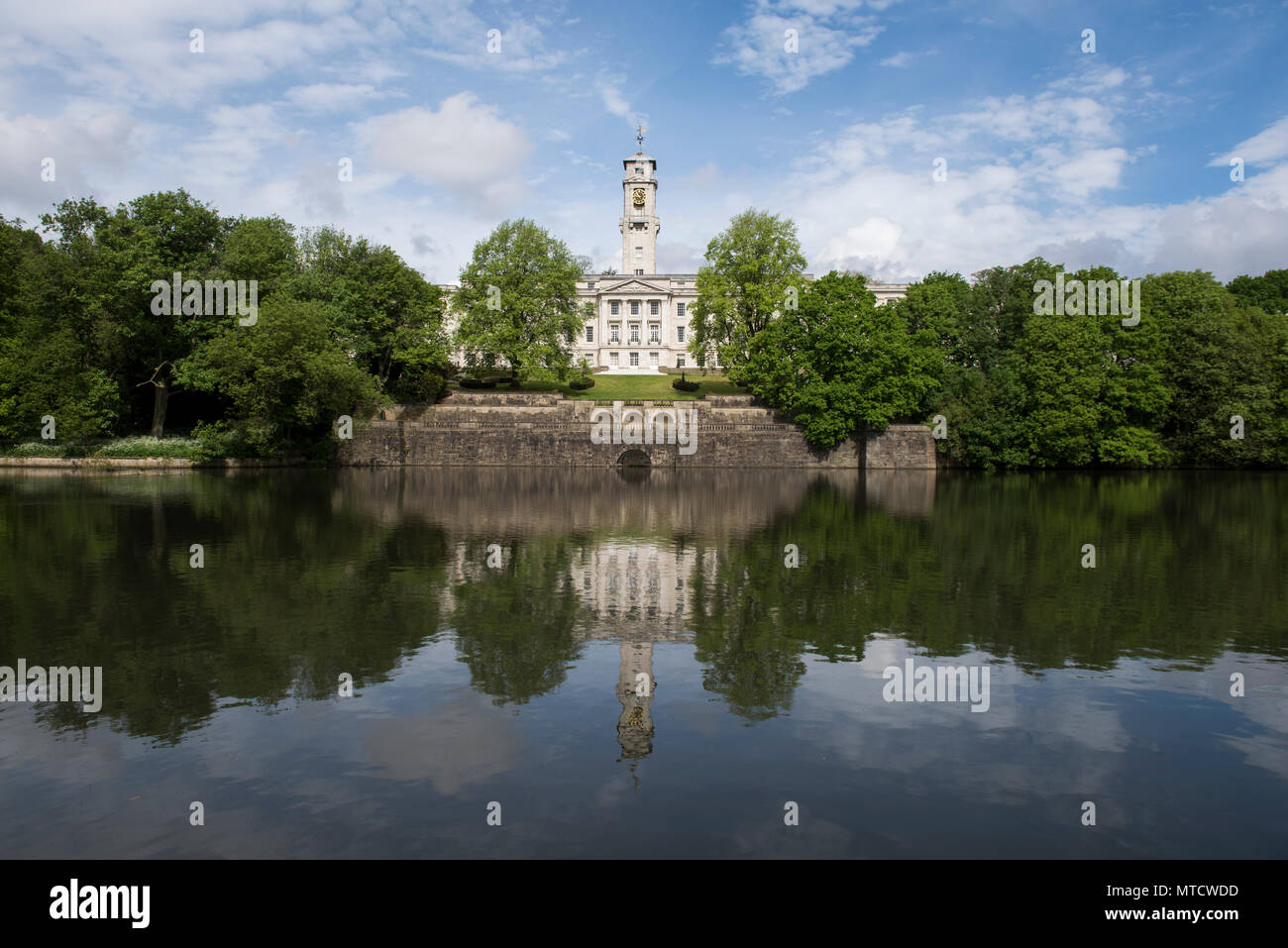 Trent Building reflected in the Lake at Highfields University Park in ...