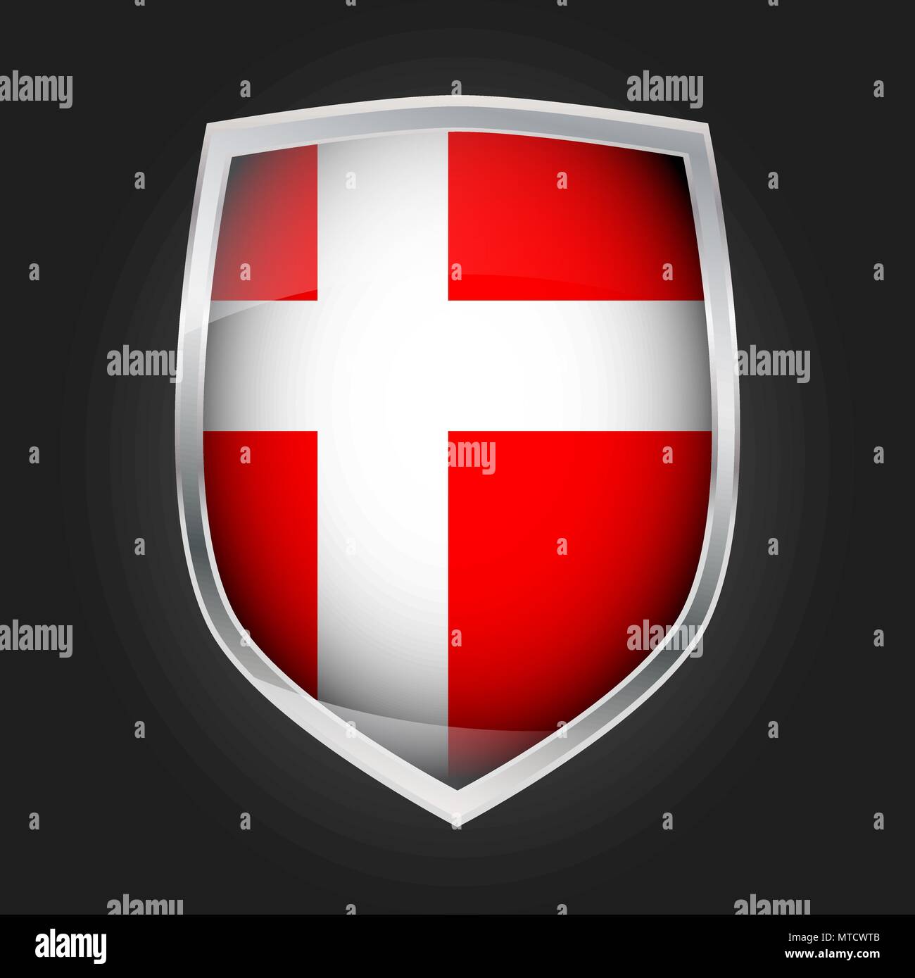 Shield with flag of Denmark, vector illustration Stock Vector Image ...