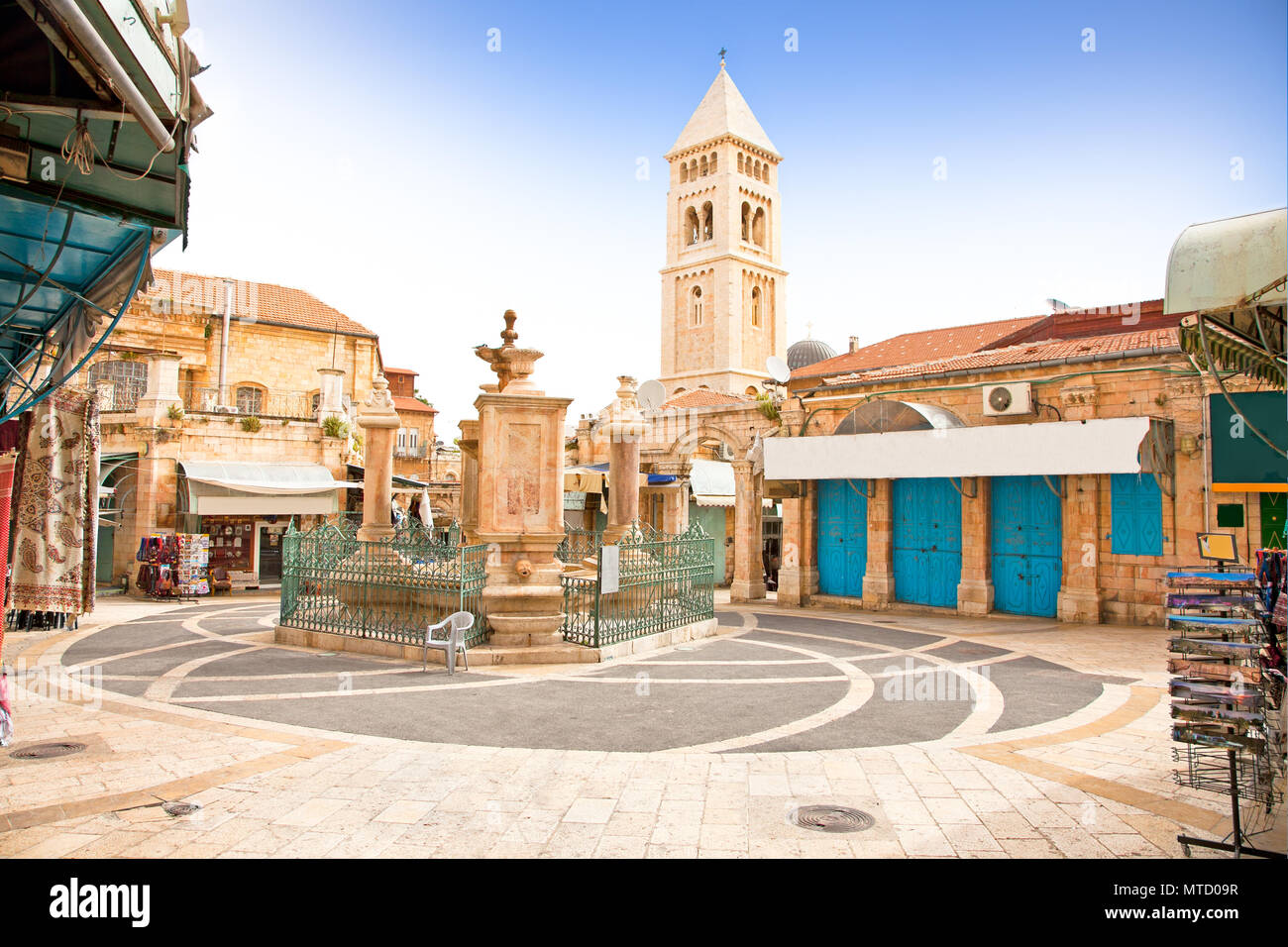 Narrow stone square of ancient old part of Jerusalem, Israel Stock ...