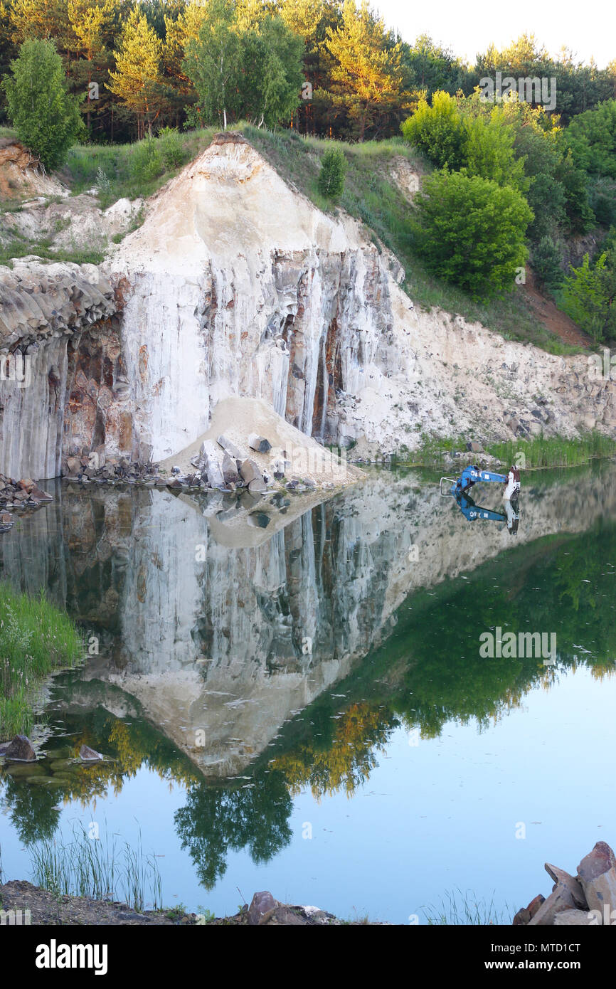 Basalt columns landscape rock quarry. Beautiful stone landscape and ...