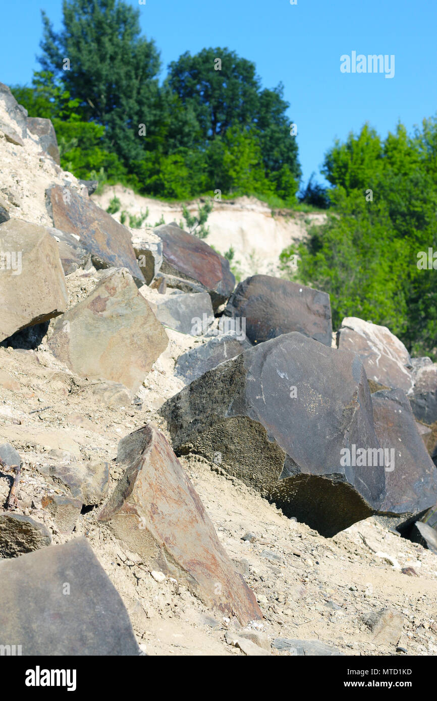 Basalt columns rock stone. Beautiful geological landscape Stock Photo ...
