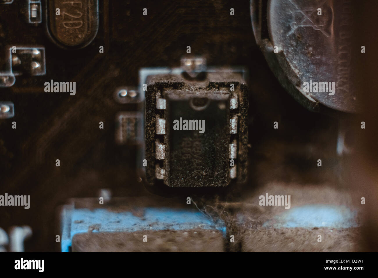 Computer board chip circuit cpu core blue technology background or ...