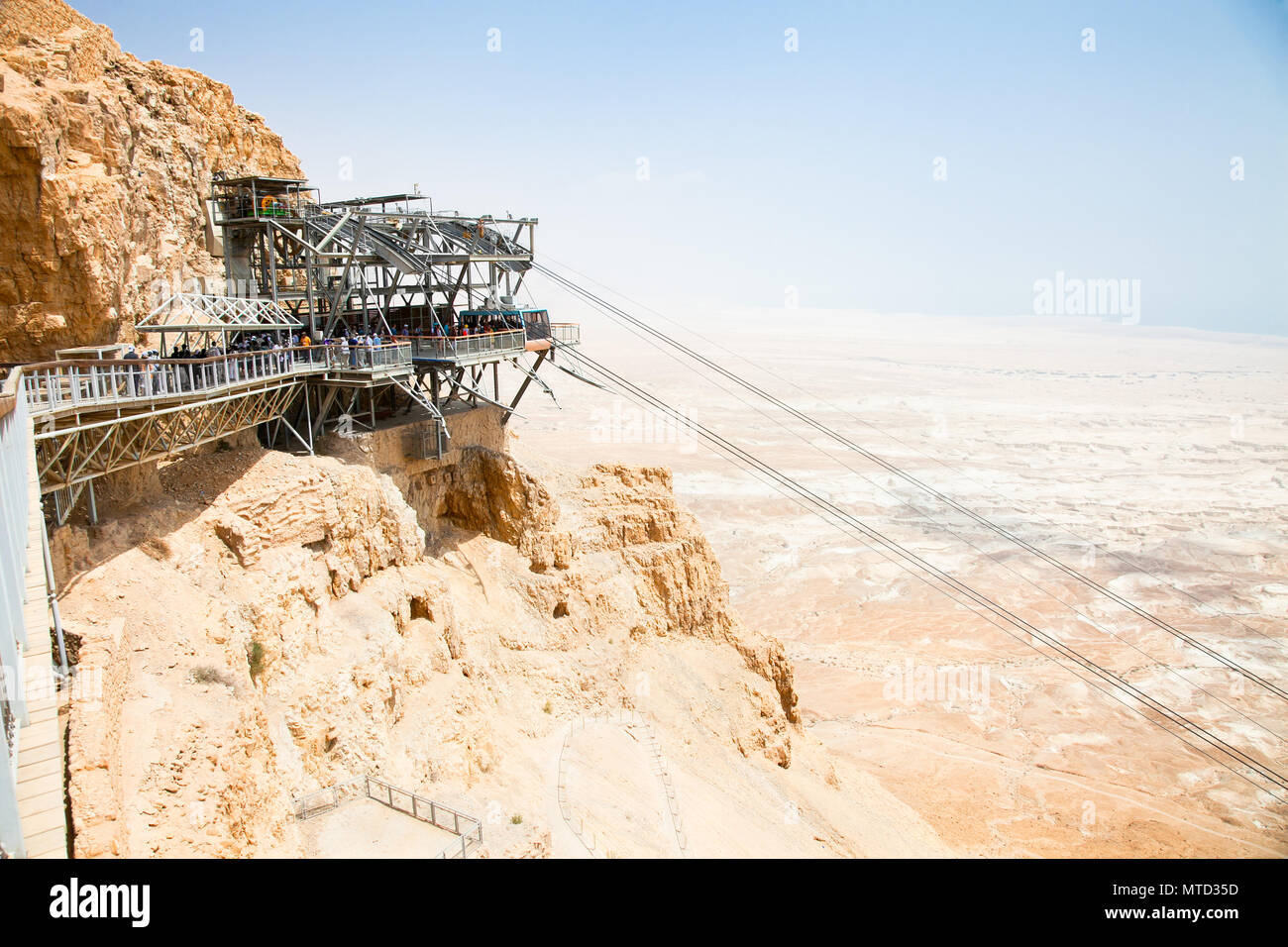 Aerial tramway or cable car at the station on Masada. Israel Stock ...