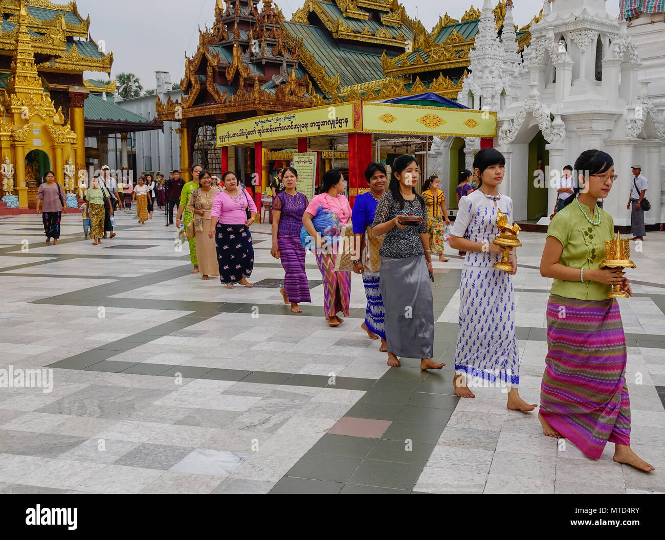 Yangon, Myanmar - Feb 26, 2016. Shinbyu Ceremony at Shwedagon Pagoda in ...