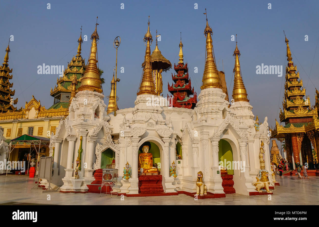 Yangon, Myanmar - Feb 26, 2016. Part of Shwedagon Pagoda in Yangon ...