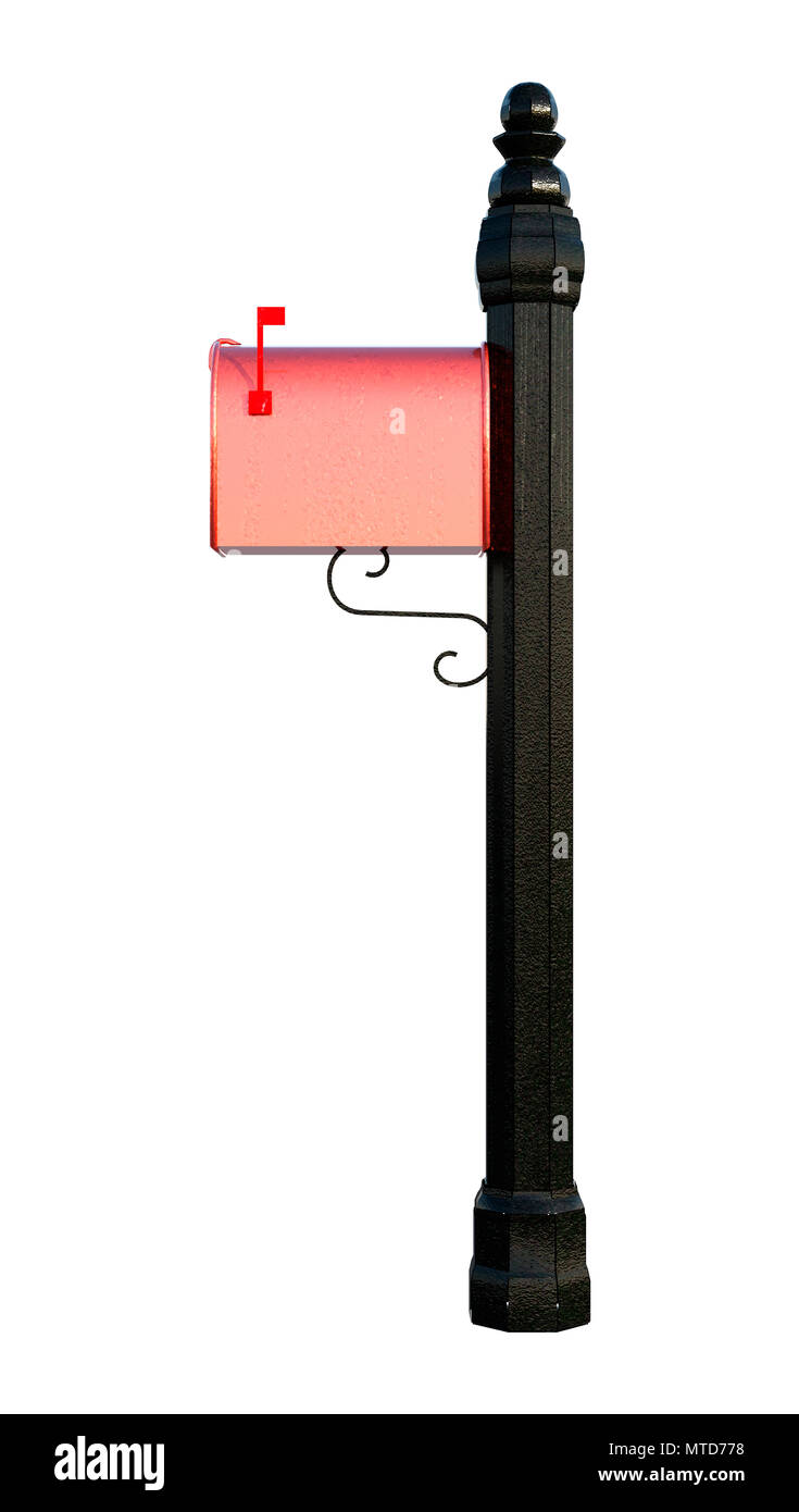 3D rendering of a red residential mailbox isolated on white background ...