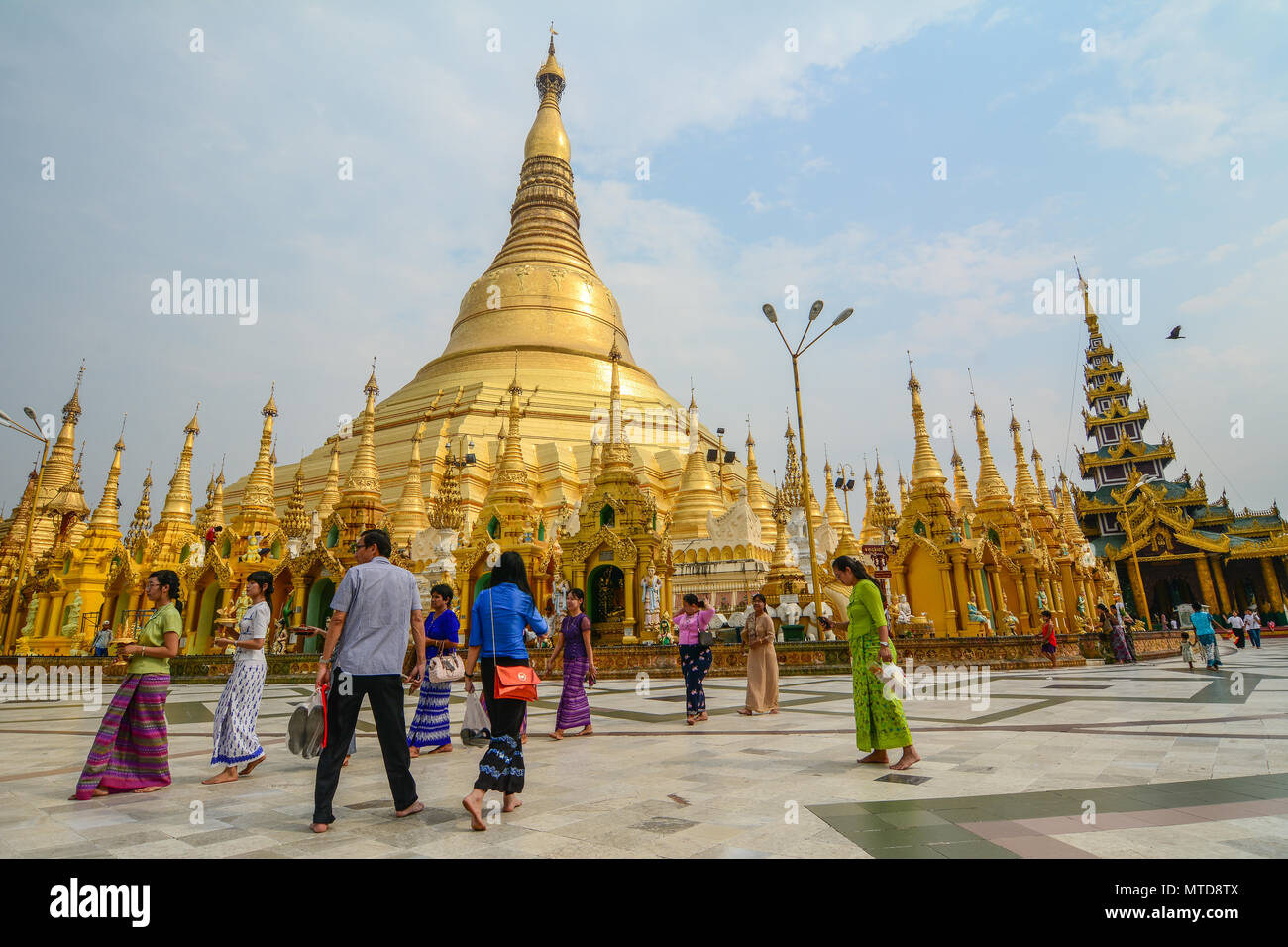 Yangon, Myanmar - Feb 26, 2016. Shinbyu Ceremony at Shwedagon Pagoda in ...