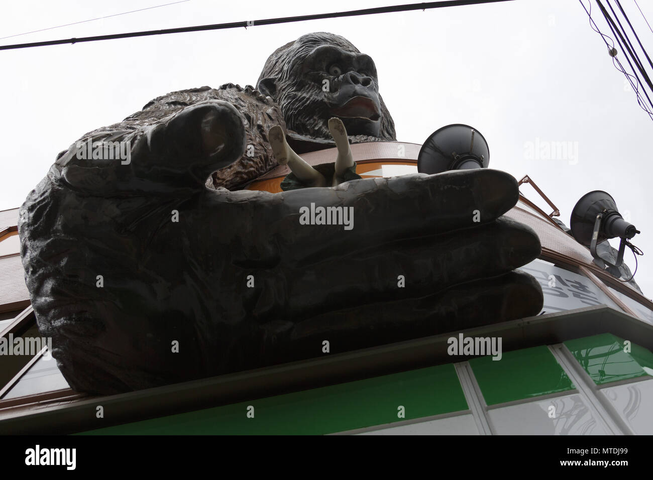 Tokyo, Japan. 30th May, 2018. A giant gorilla holding a school girl in ...