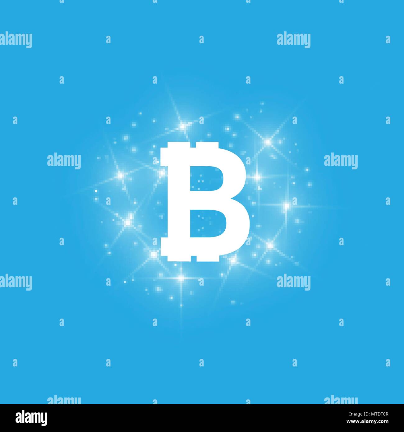 Digital bitcoins symbol with light effect on transparent backgraund ...