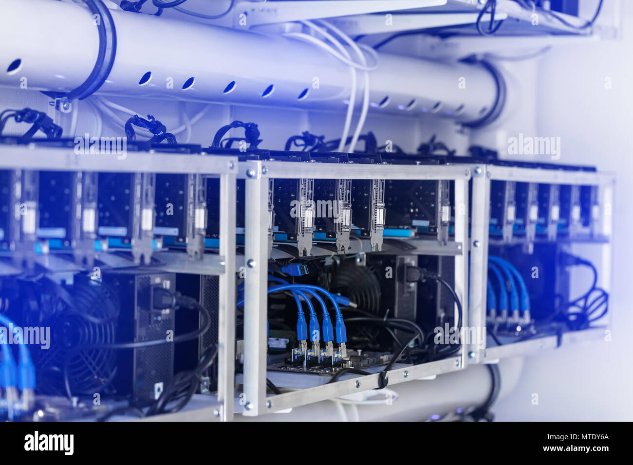 Computer with graphic cards for crypto currency mining Stock Photo - Alamy