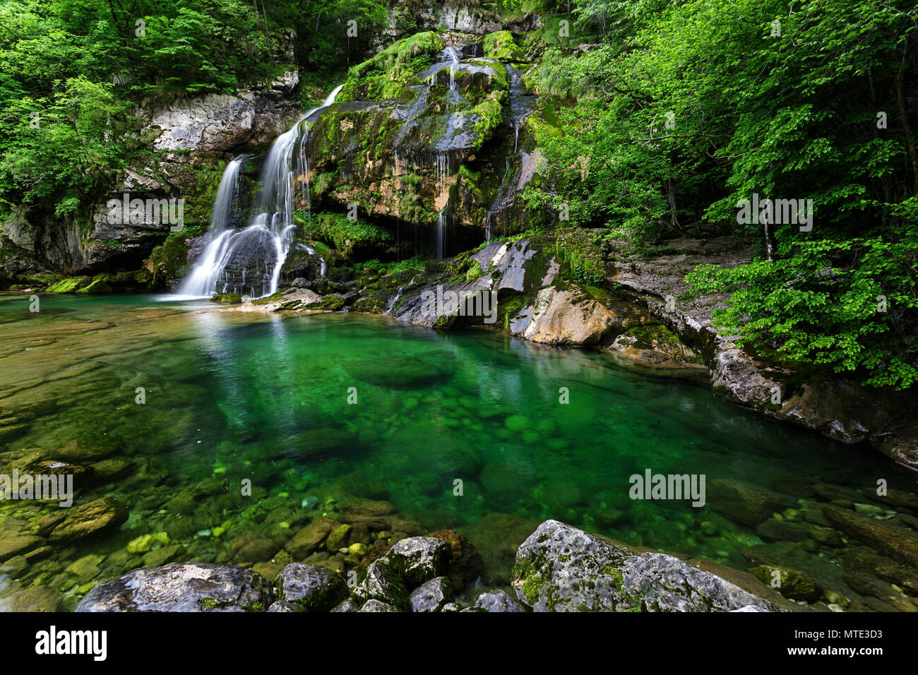 Virje waterfal, Soca valley, Bovec, Slovenia Stock Photo - Alamy