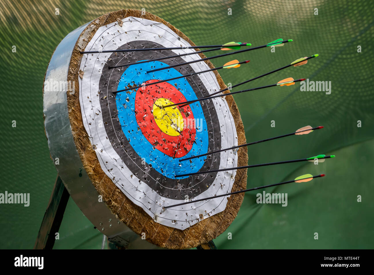 Archery target and arrows. Abstract concept: hit goals and focus on ...