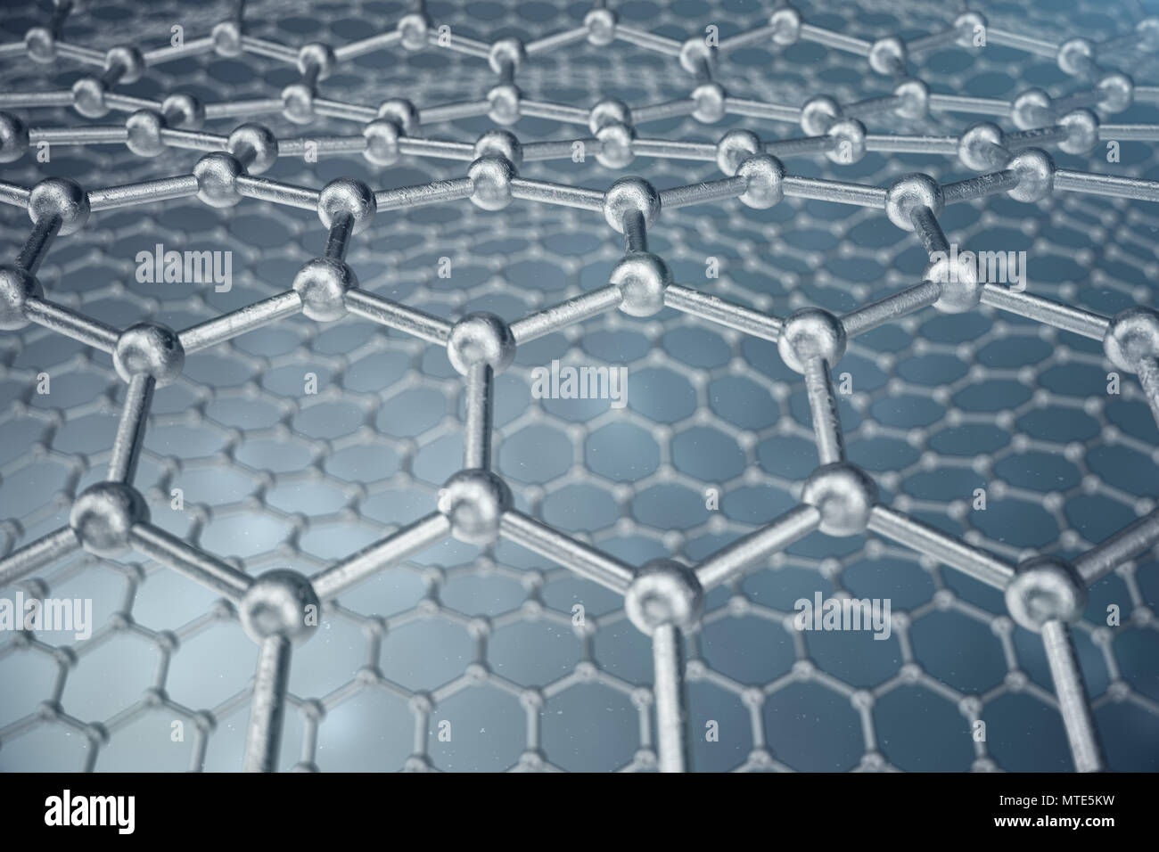 3d rendering abstract nanotechnology hexagonal geometric form close-up ...
