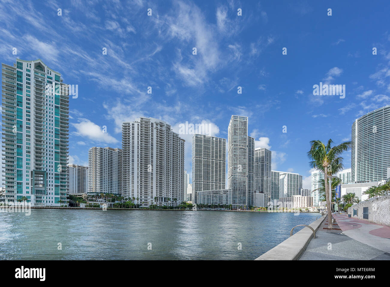 Miami riverwalk towards Brickell Stock Photo - Alamy
