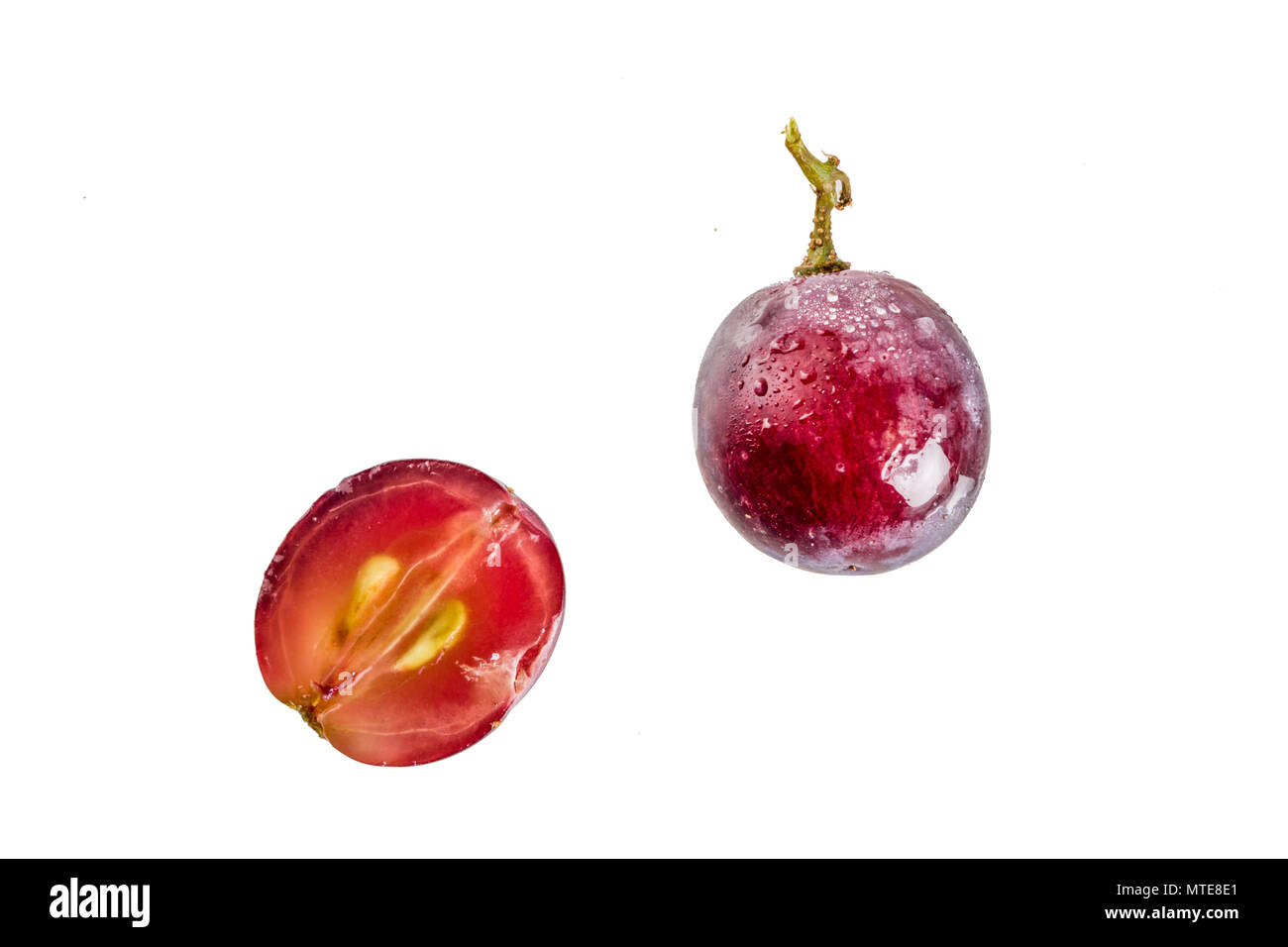Grapes, whole and halves, isolate on white background simple pattern ...