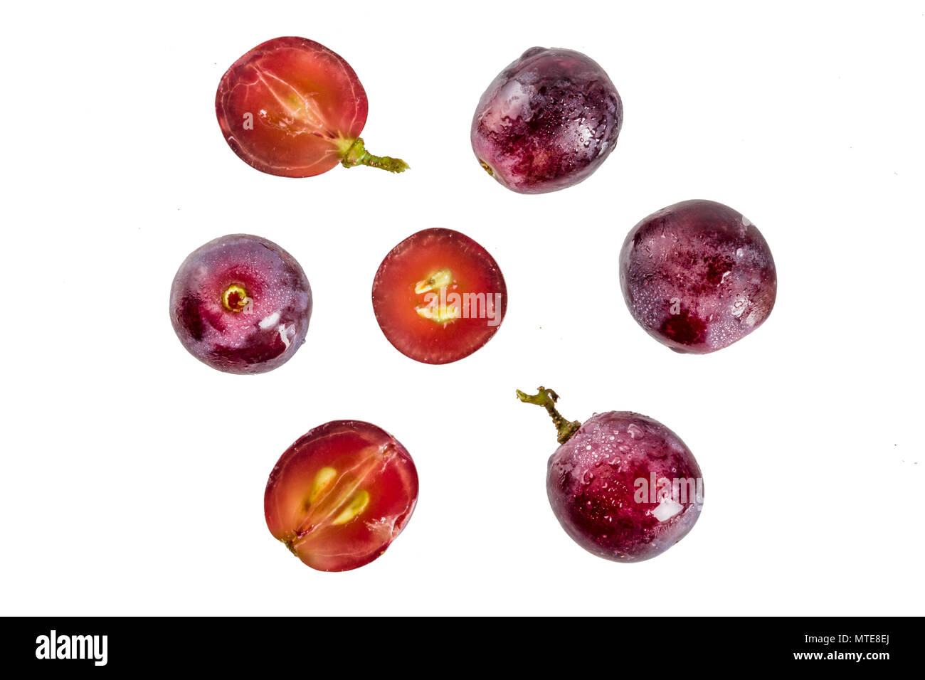 Grapes, whole and halves, isolate on white background simple pattern ...