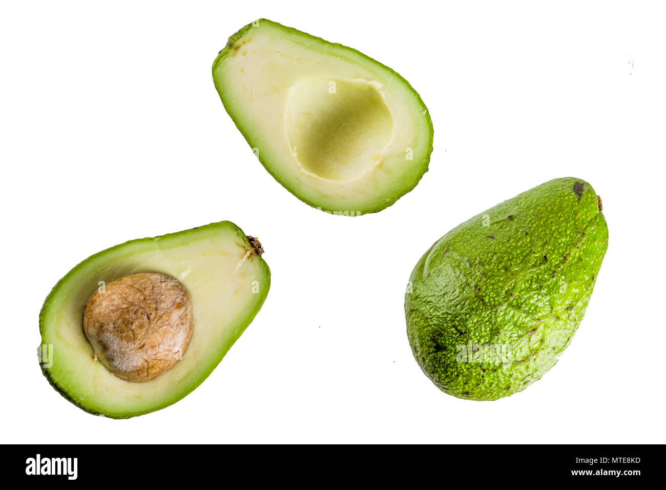 Avocado, halves and whole, isolate on a white background simple pattern ...