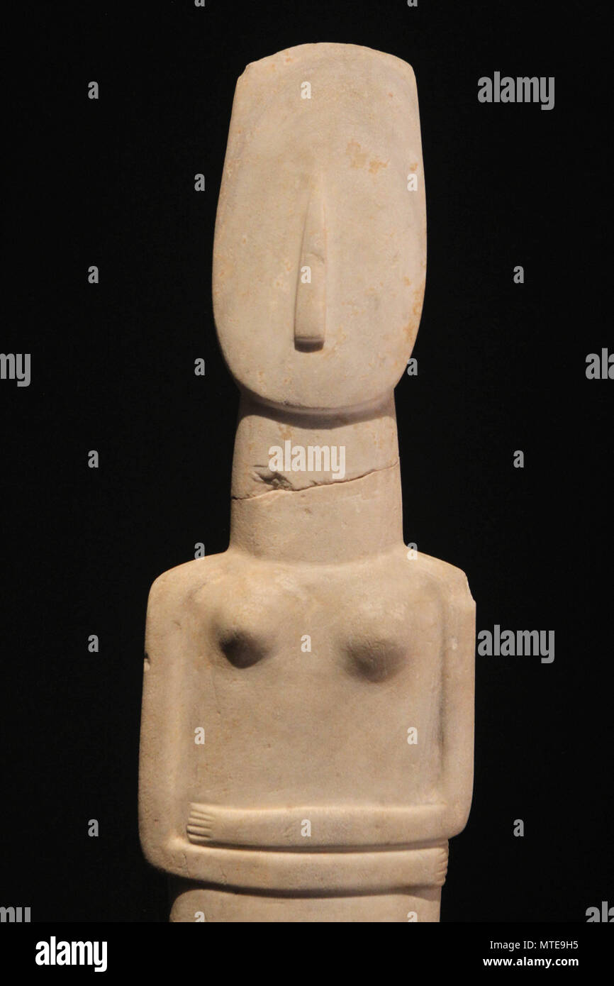 Marble Statue of Amorgos., Early Cycladic II period. 2800-2300 B.C ...