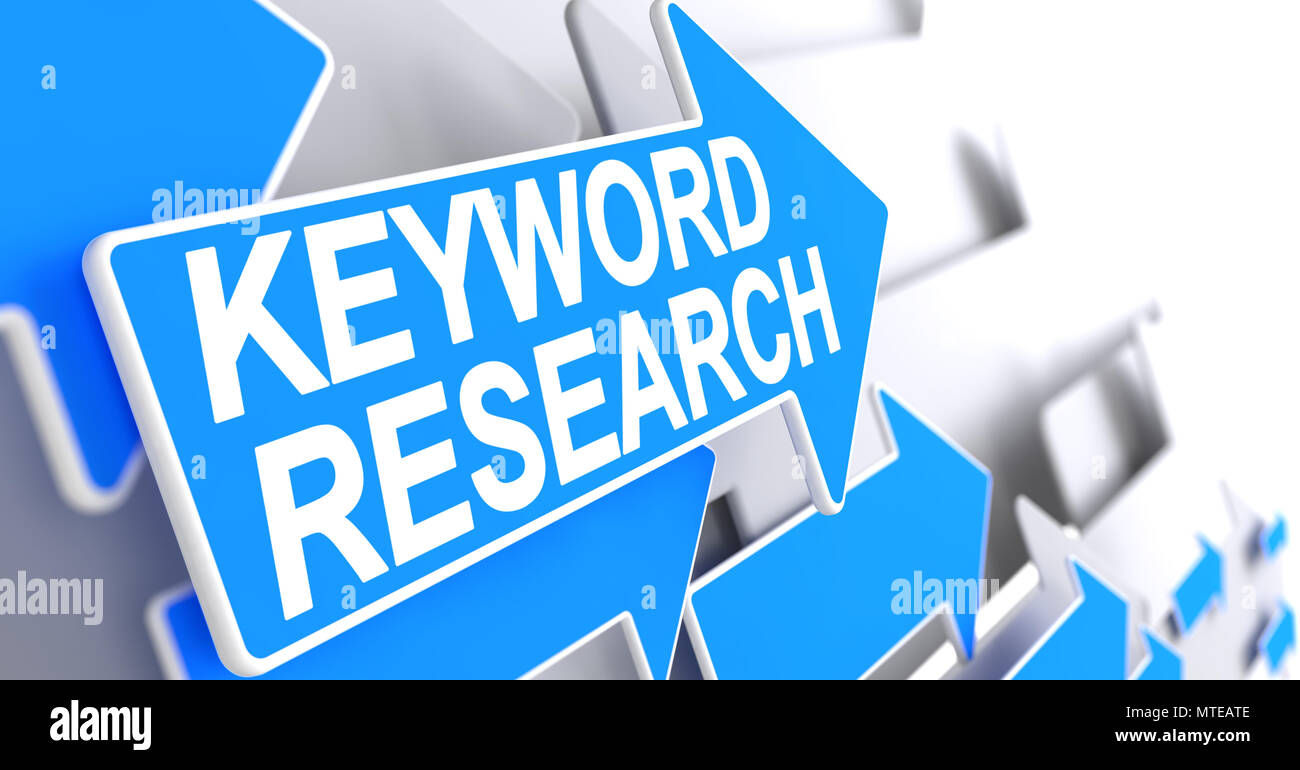 Keyword Research - Text on Blue Arrow. 3D Stock Photo - Alamy