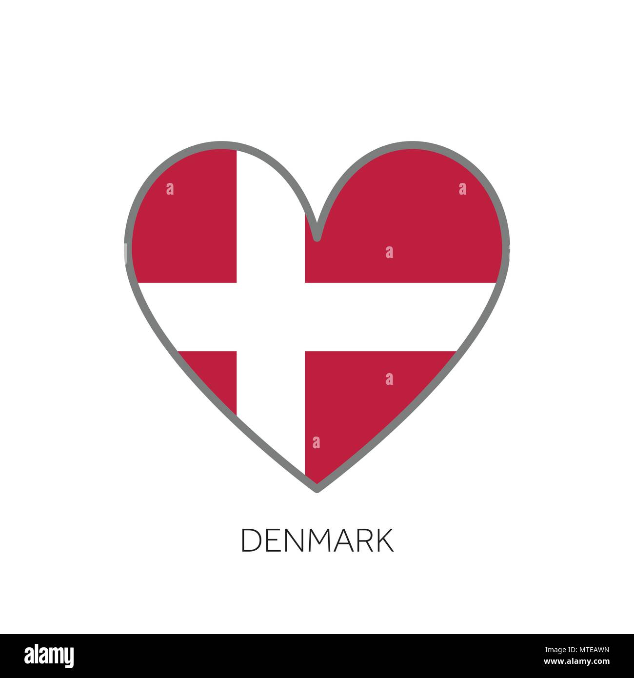 Denmark flag romance love heart shaped vector icon Stock Vector Image ...