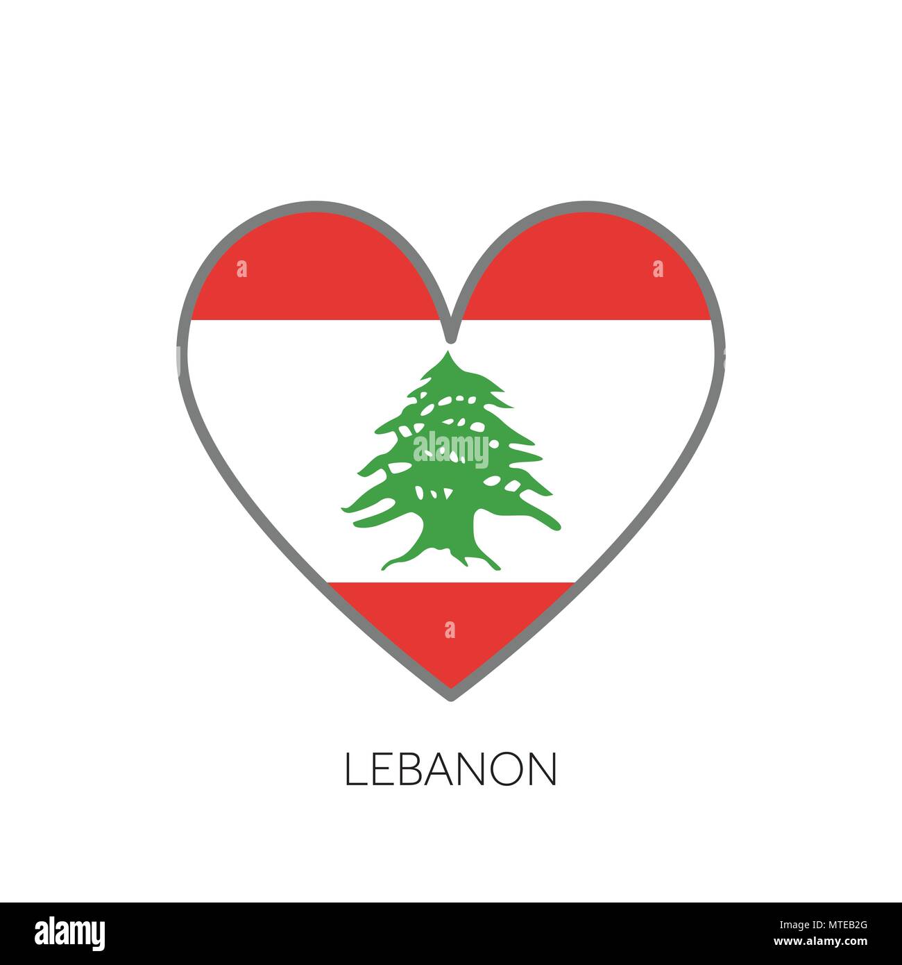 Lebanon flag romance love heart shaped vector icon Stock Vector Image ...