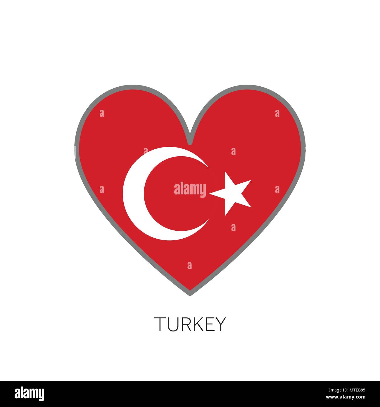 Turkey flag romance love heart shaped vector icon Stock Vector Image ...