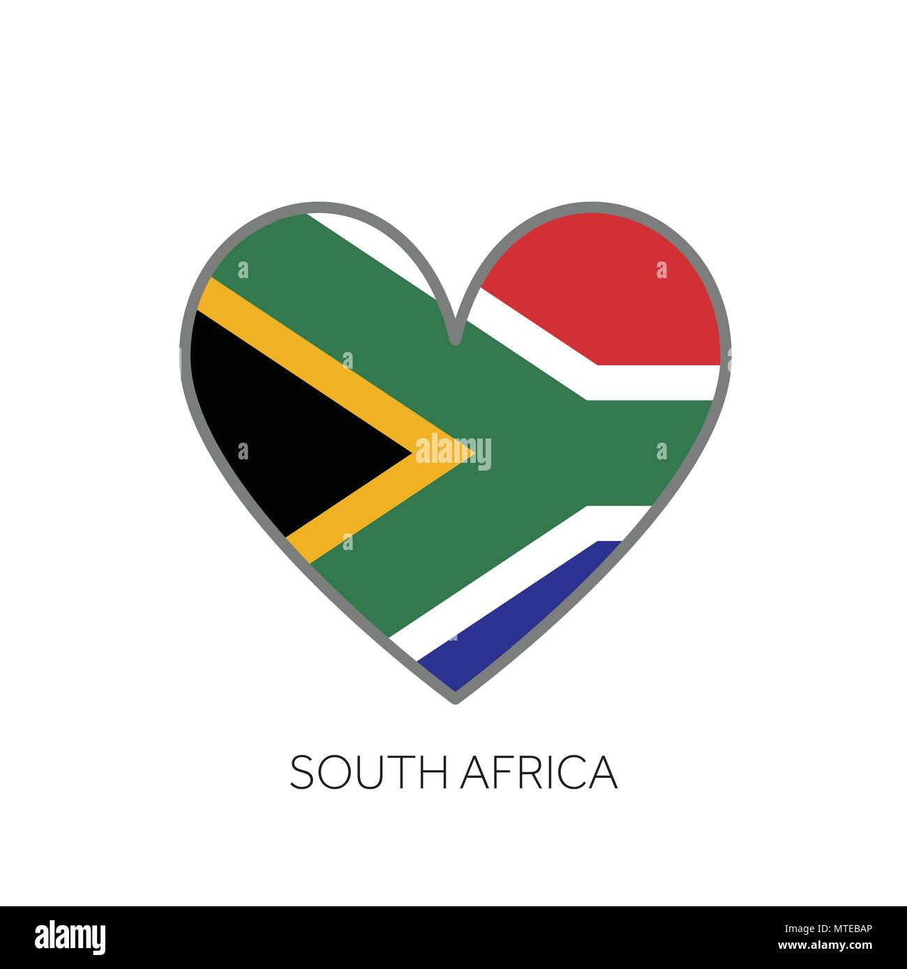 South Africa Flag Romance Love Heart Shaped Vector Icon Stock Vector