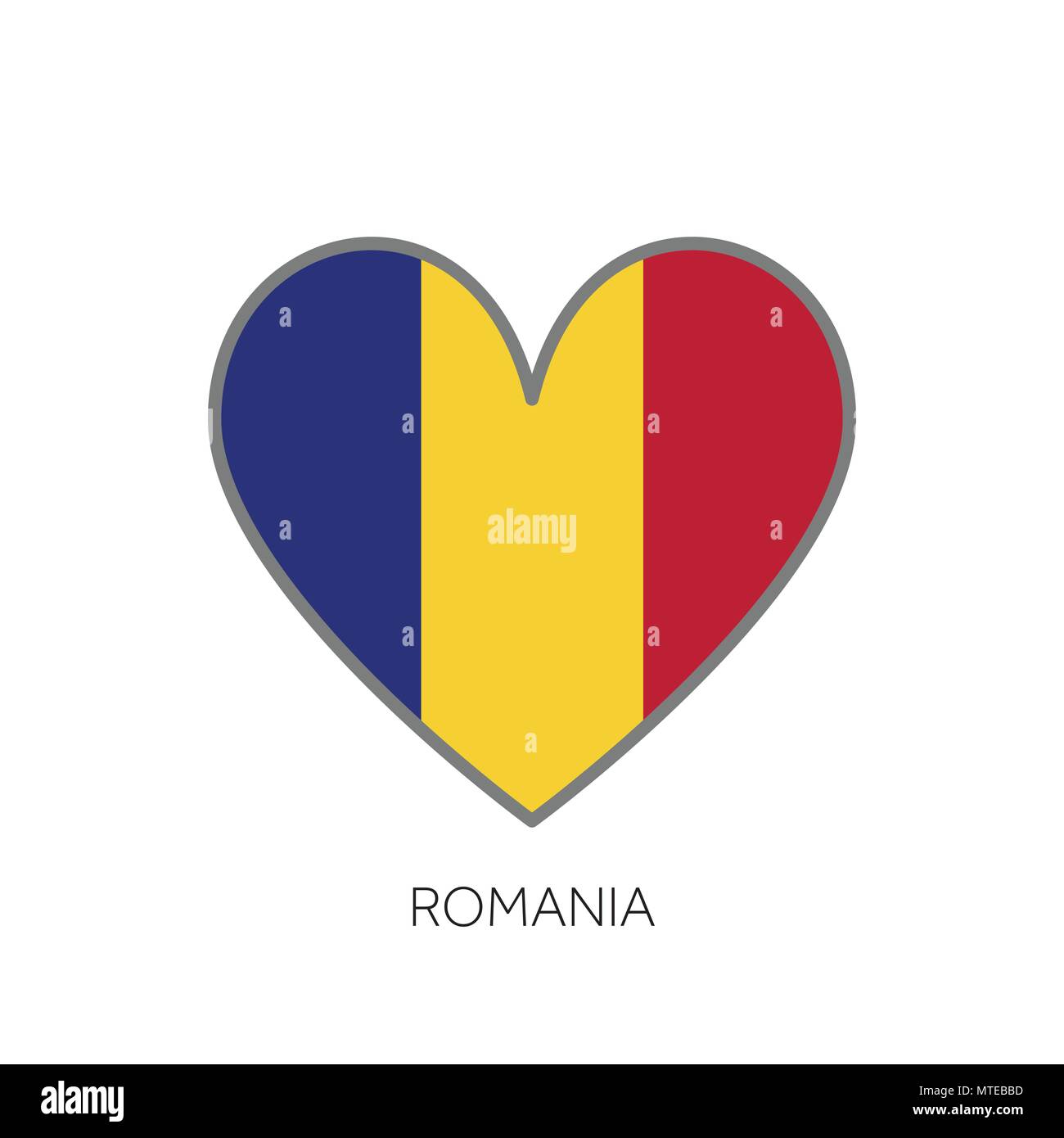 Romania flag romance love heart shaped vector icon Stock Vector Image ...