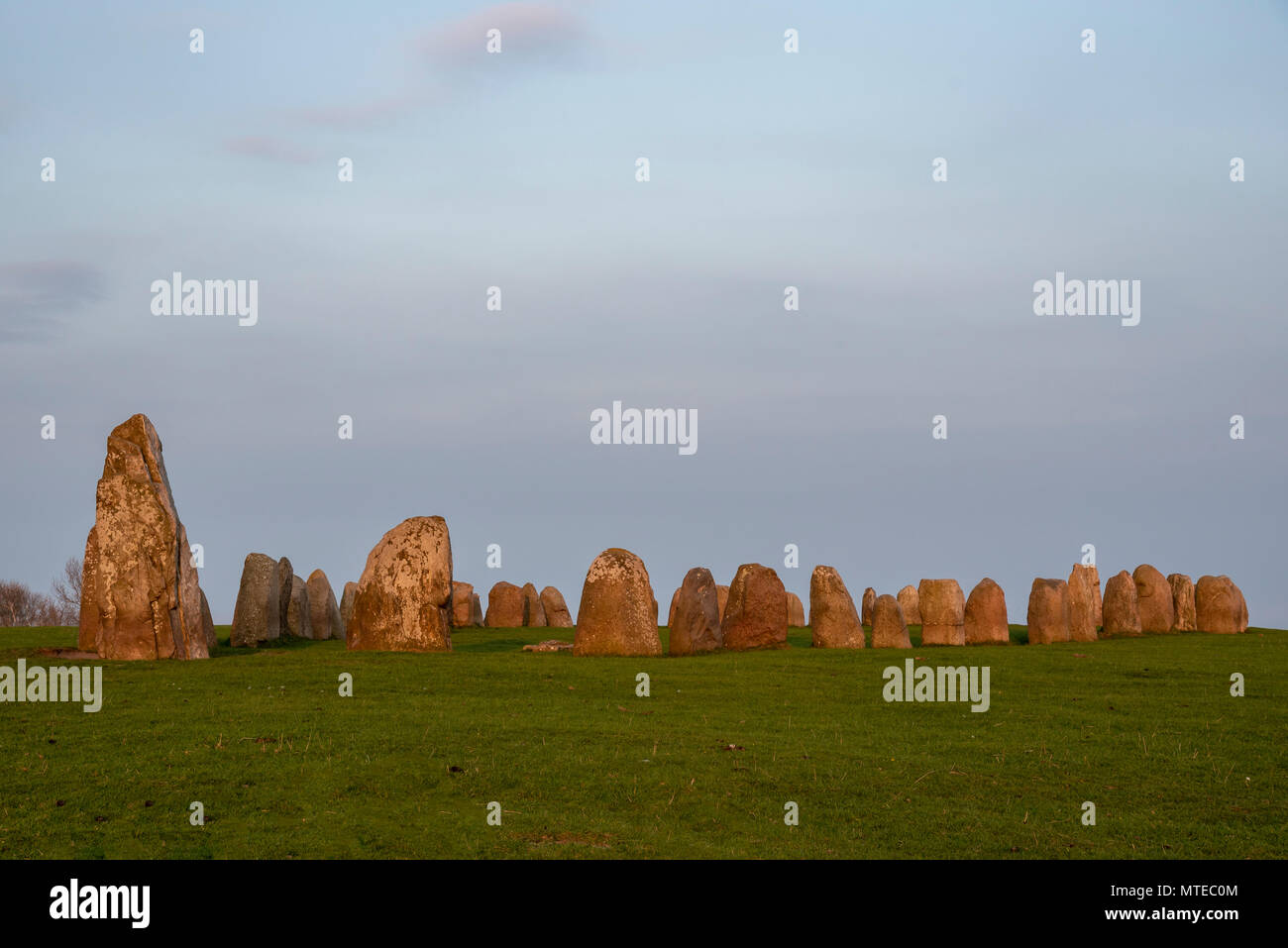 Ale Stenar stone ship monument in Sweden Stock Photo - Alamy
