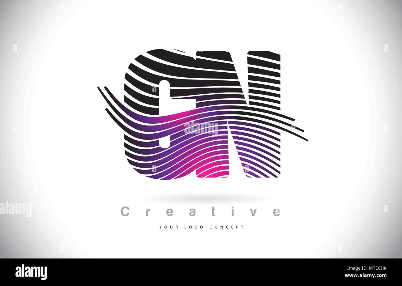 CN C N Zebra Texture Letter Logo Design With Creative Lines and Swosh ...