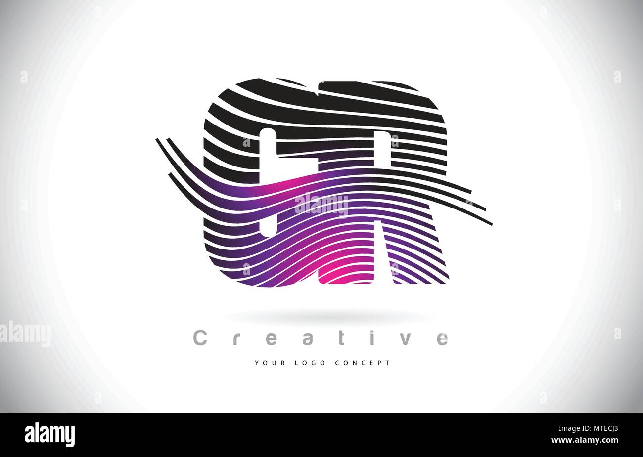 CR C R Zebra Texture Letter Logo Design With Creative Lines and Swosh ...