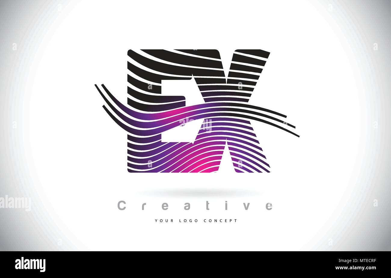 EX E X Zebra Texture Letter Logo Design With Creative Lines and Swosh ...
