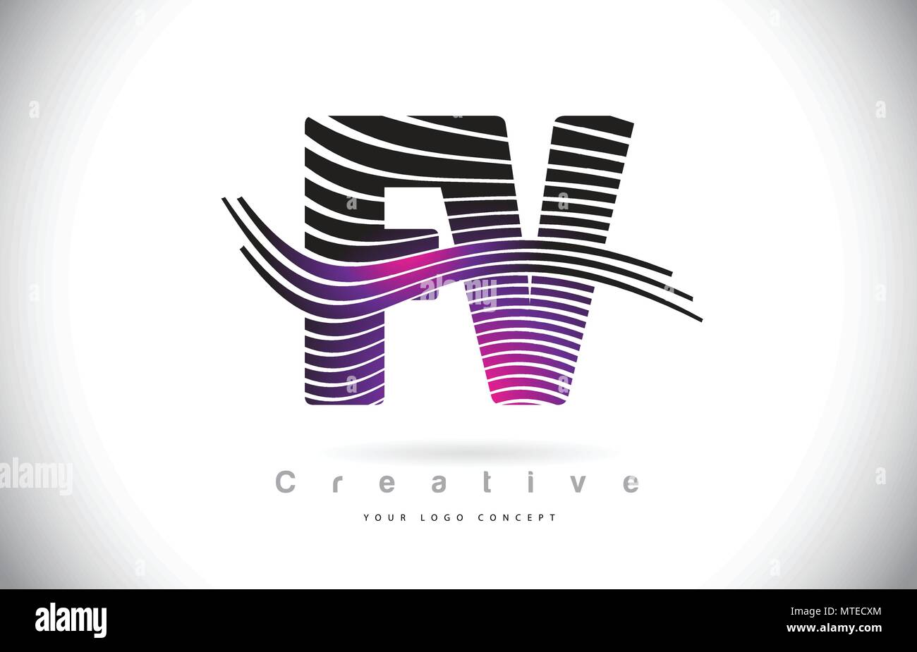 FV F V Zebra Texture Letter Logo Design With Creative Lines and Swosh ...